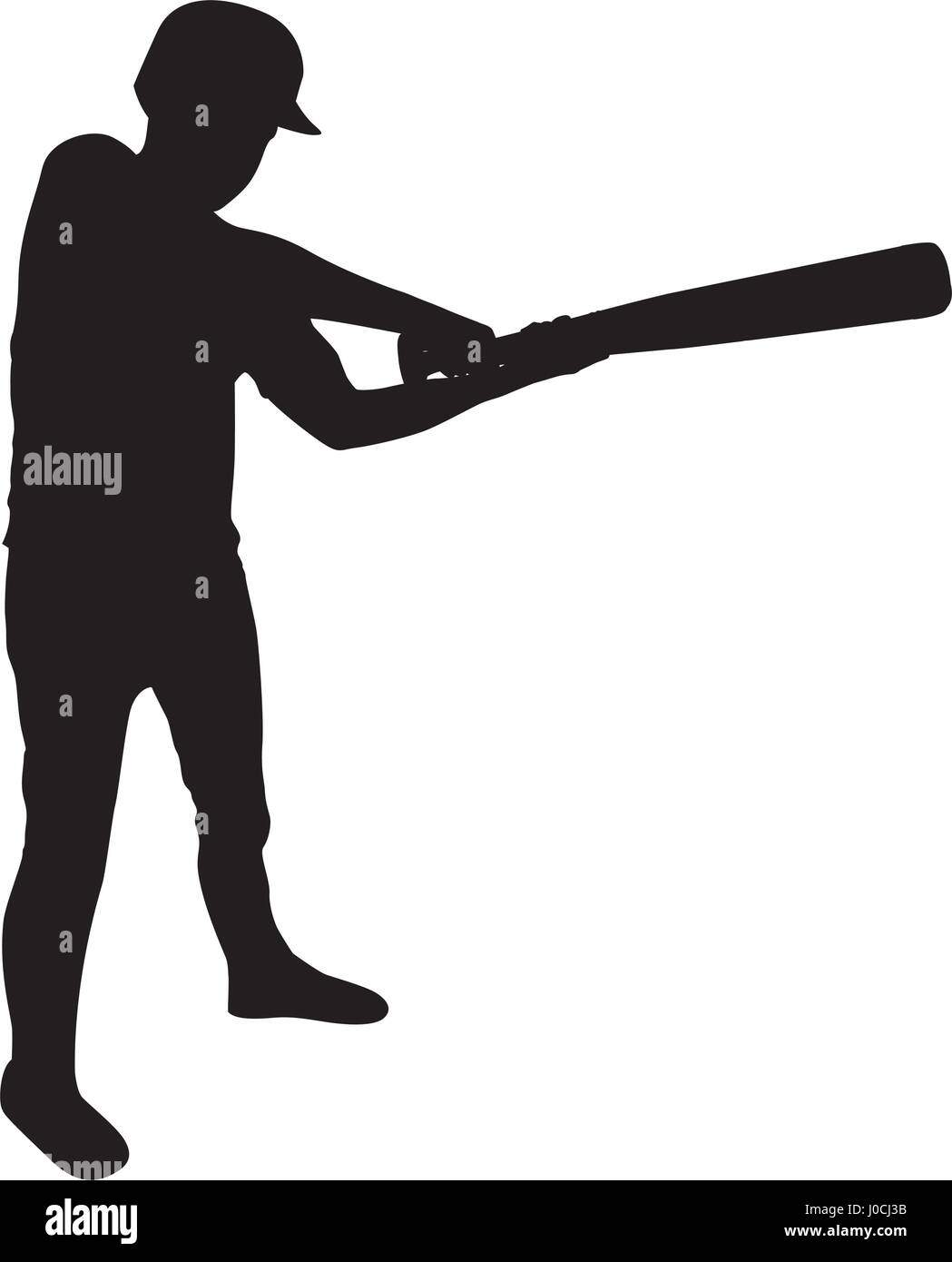 monochrome silhouette of baseball player with baseball bat Stock Vector ...