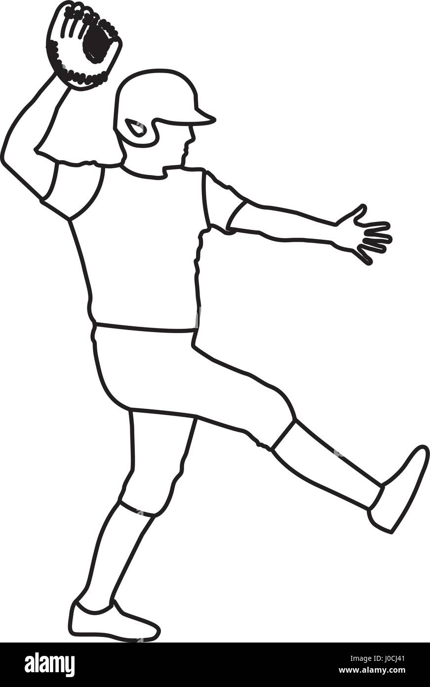 monochrome contour of baseball pitcher Stock Vector Image & Art - Alamy