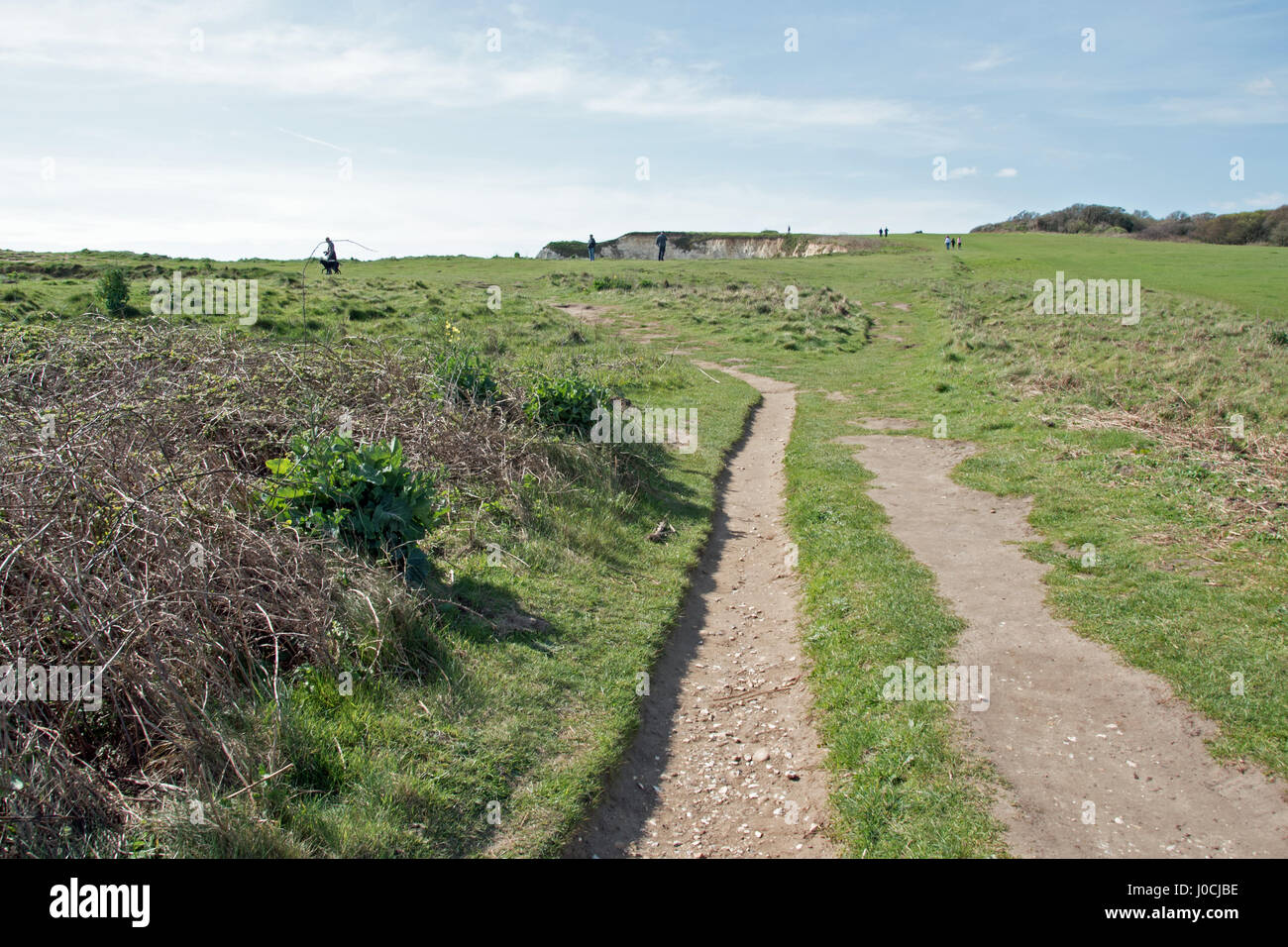 The well-worn coastal footpath heading west from Studland towards ...