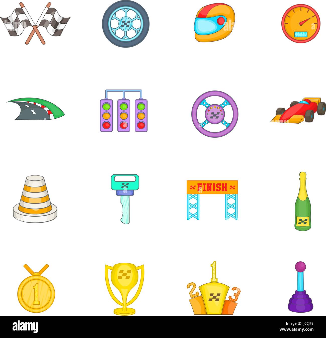 Car racing icons set, cartoon style Stock Vector Image & Art - Alamy