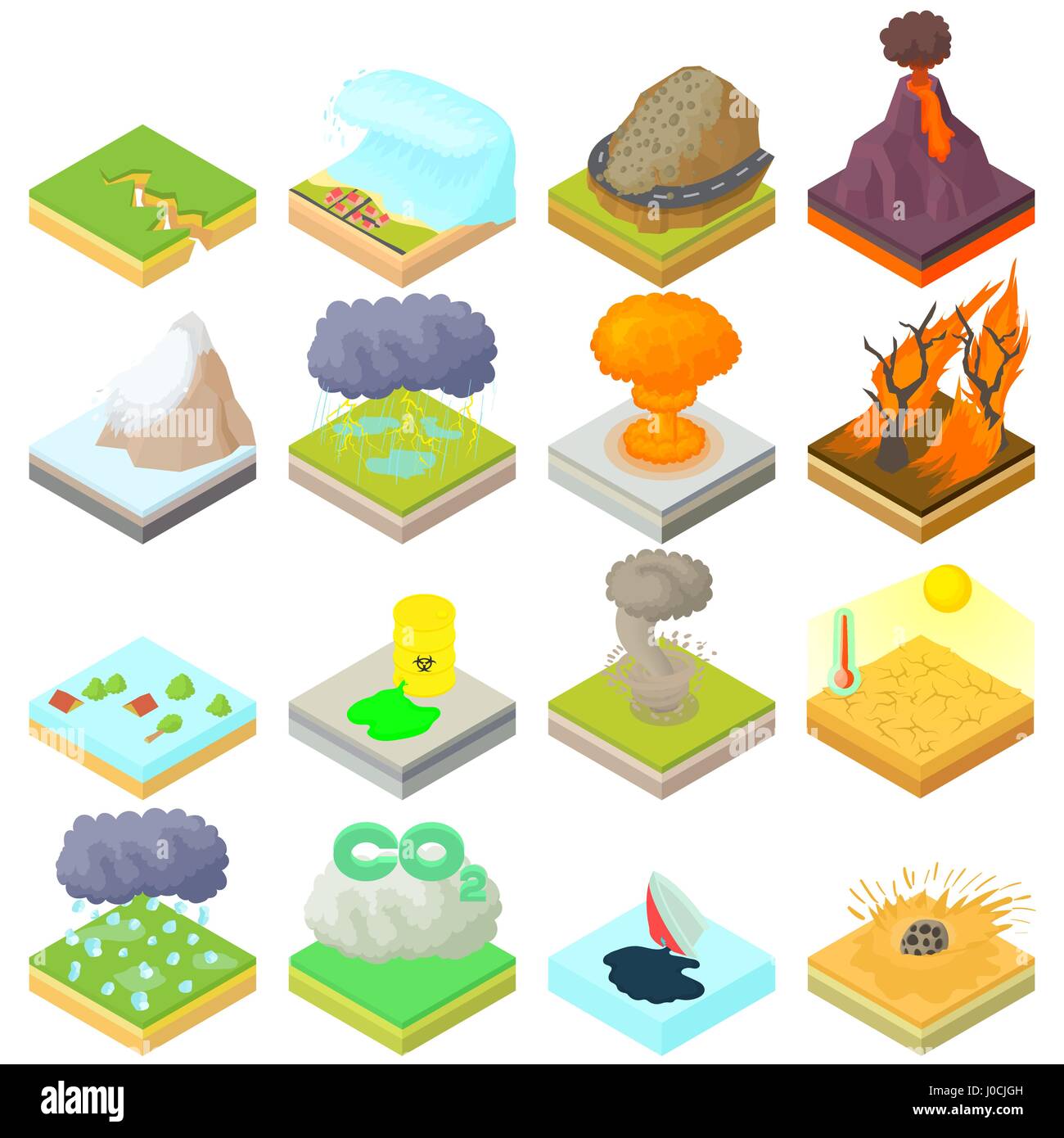 Natural disaster icons set, isometric 3d style Stock Vector Image & Art ...