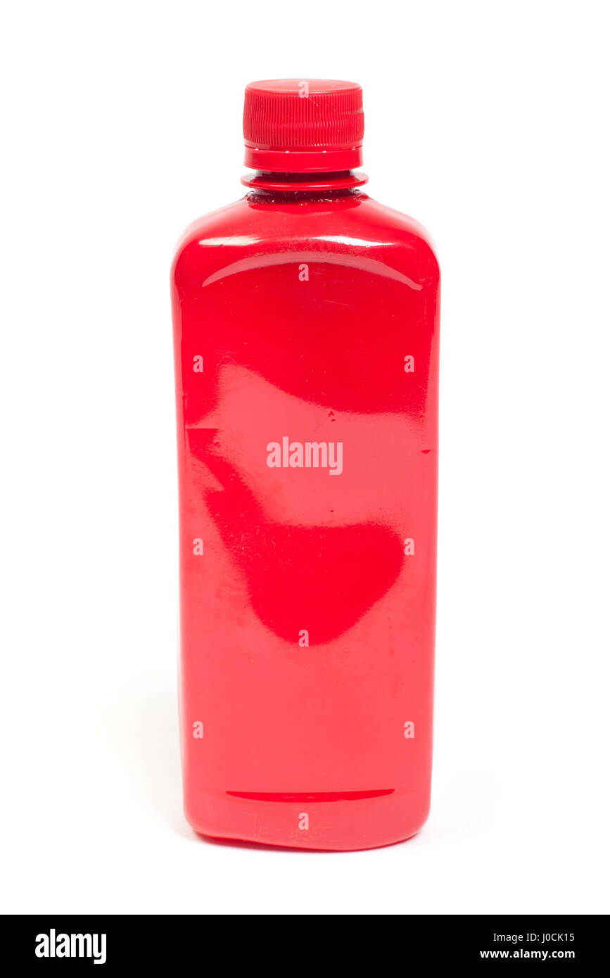 Red plastic bottle isolated on white background Stock Photo - Alamy