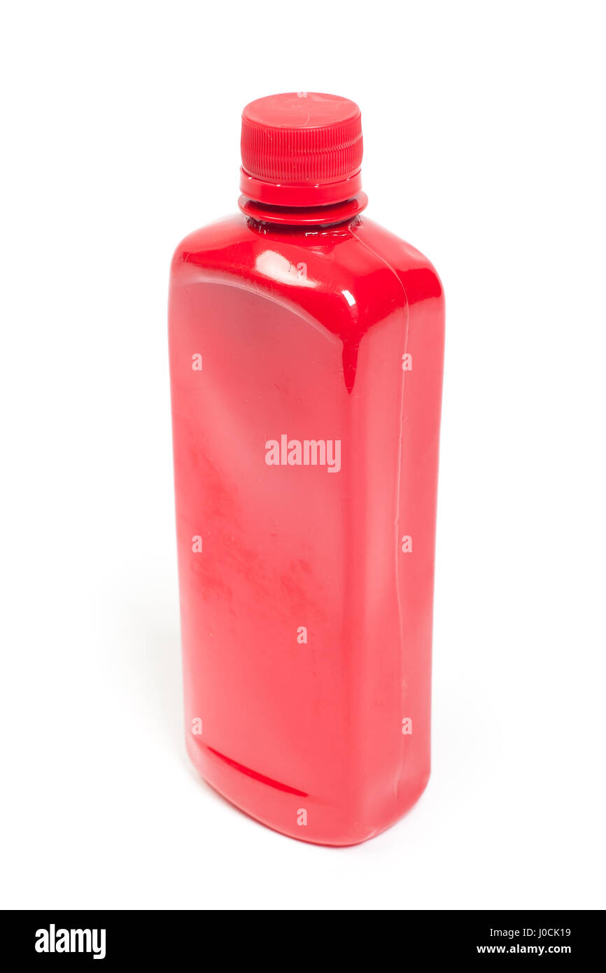 Red plastic bottle isolated on white background Stock Photo - Alamy
