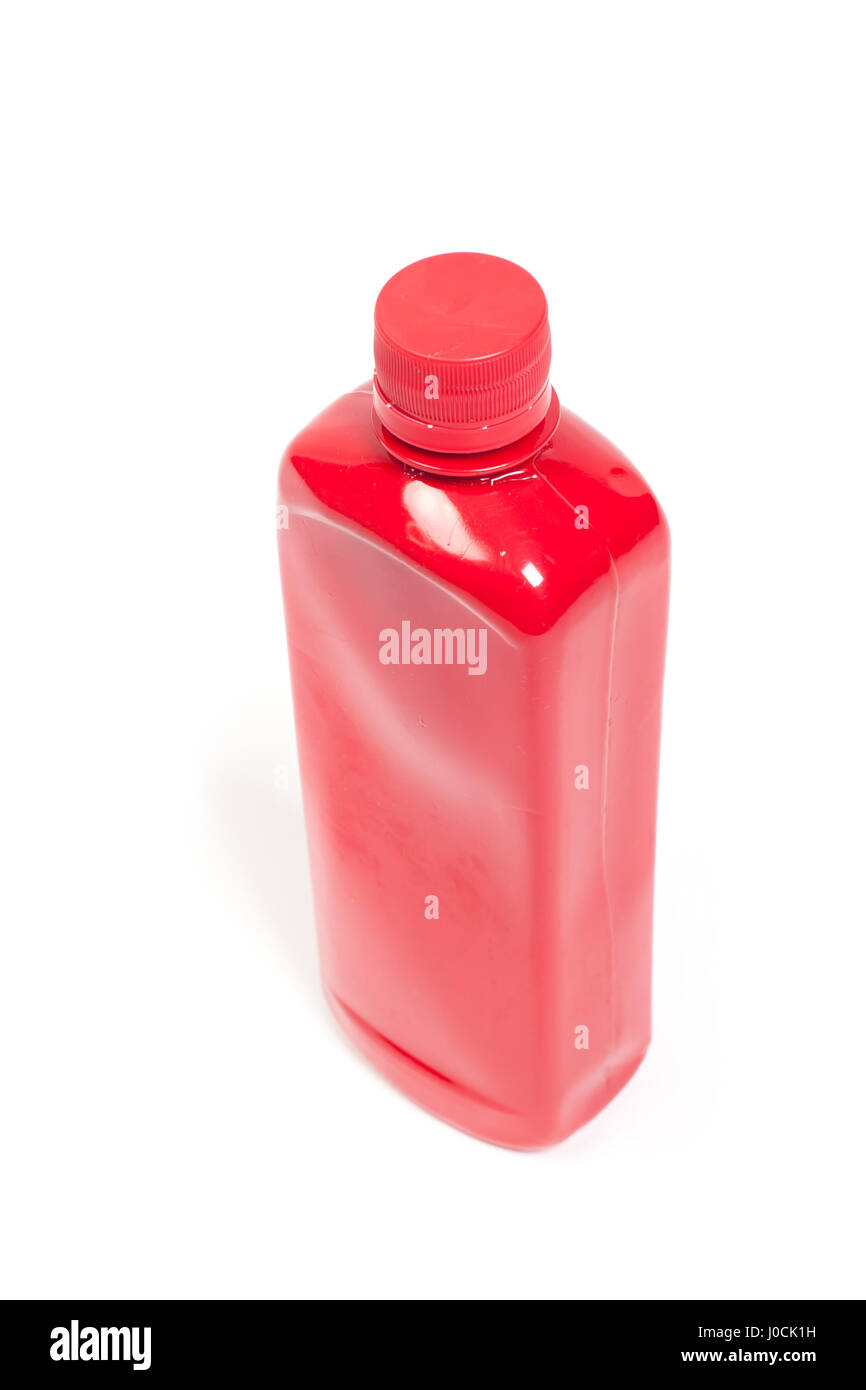 Red plastic bottle isolated on white background Stock Photo - Alamy