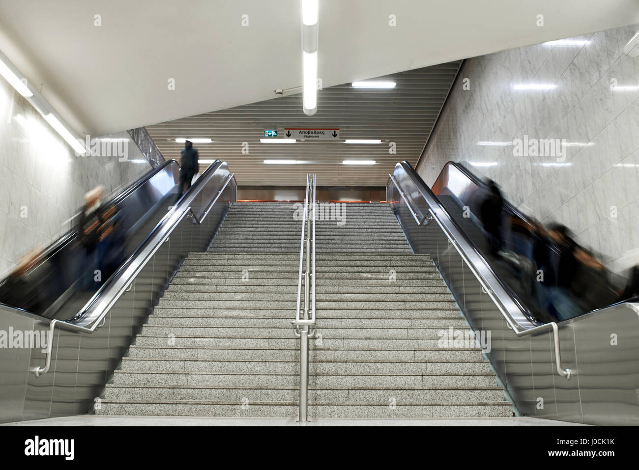 Escalator stairs with crowd in the Terminal Stock Photo - Alamy