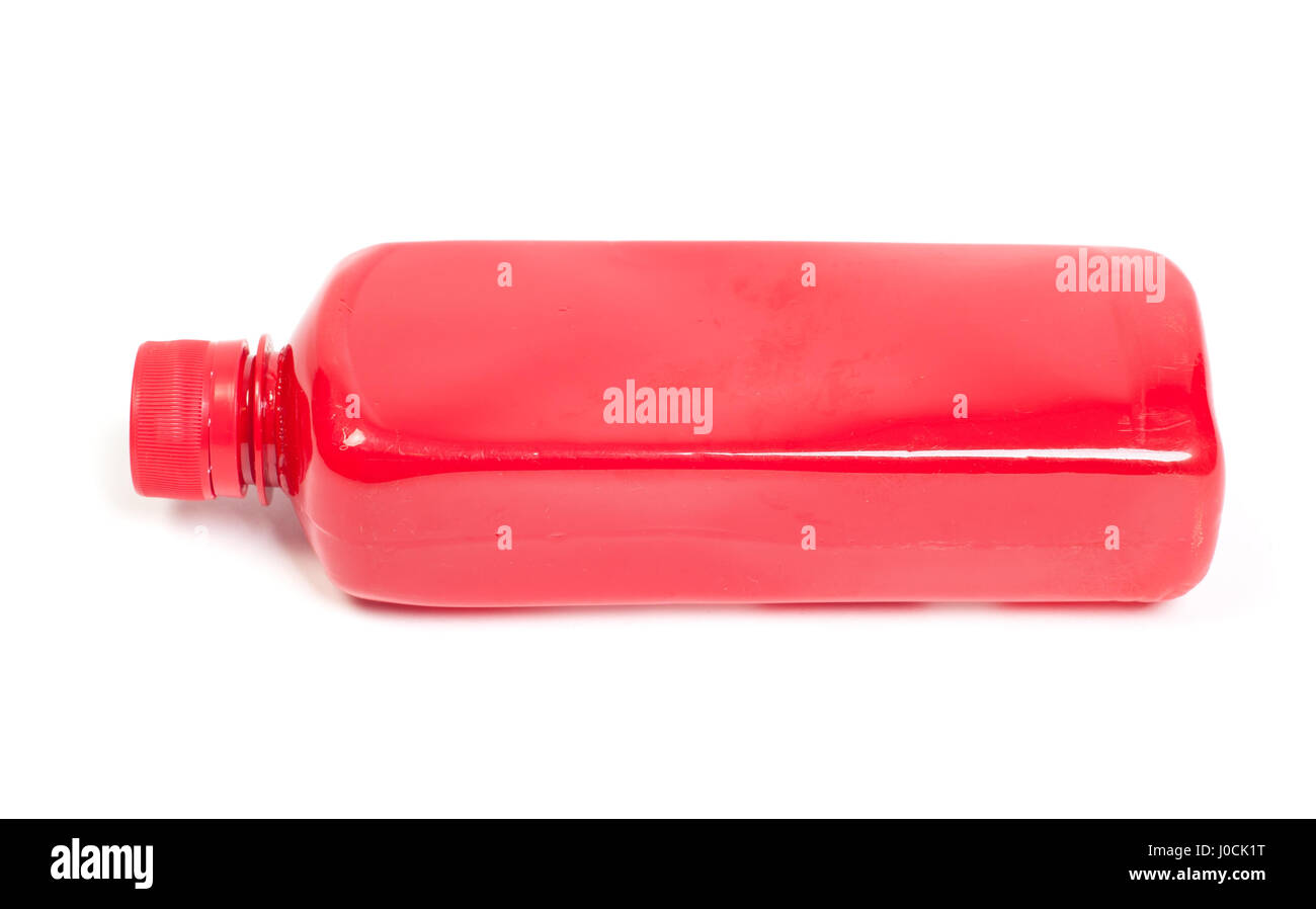 Red plastic bottle isolated on white background Stock Photo - Alamy
