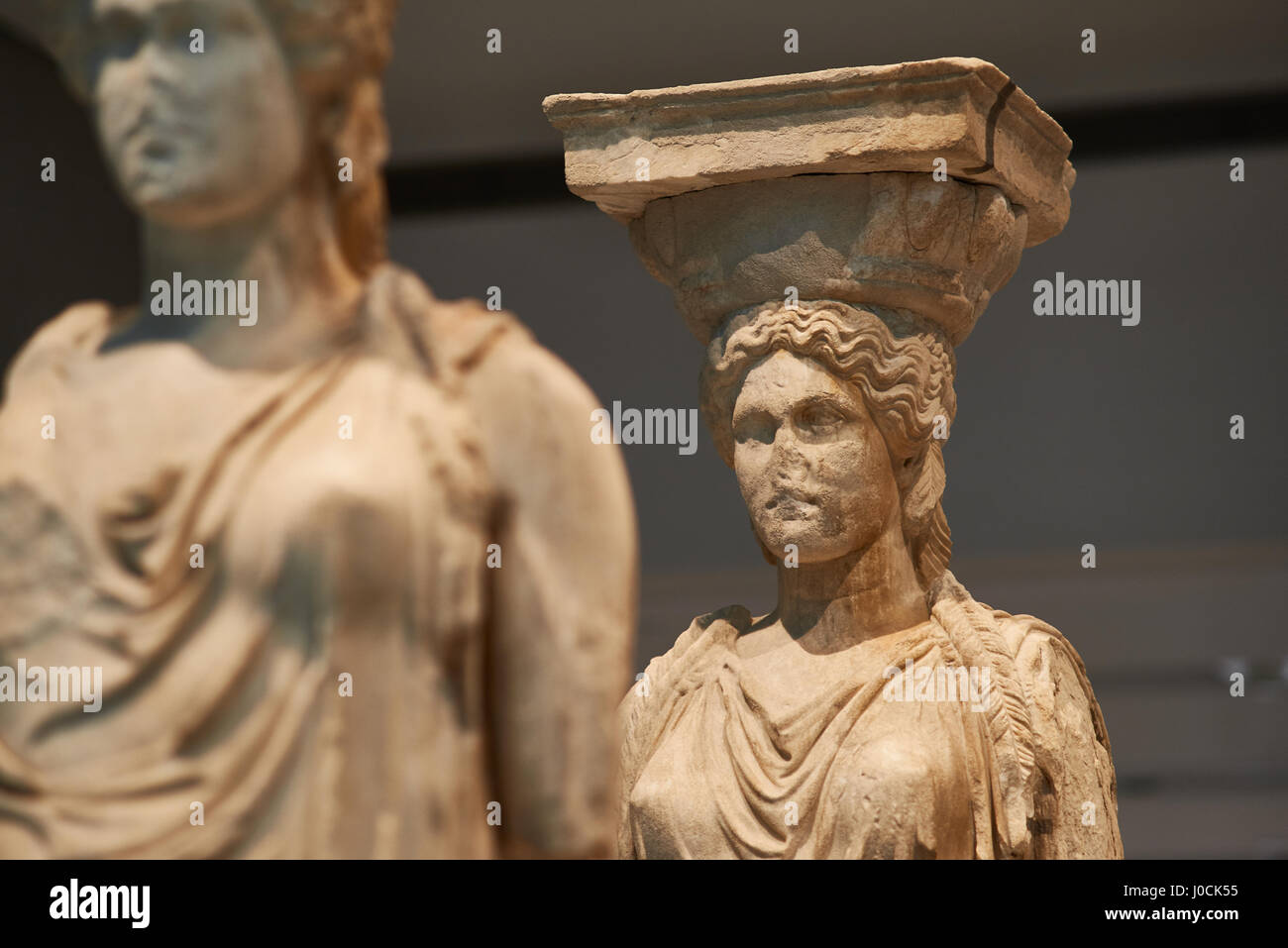 ATHENS, GREECE - DECEMBER 30, 2016: Statue of Caryatides in Acropolis ...