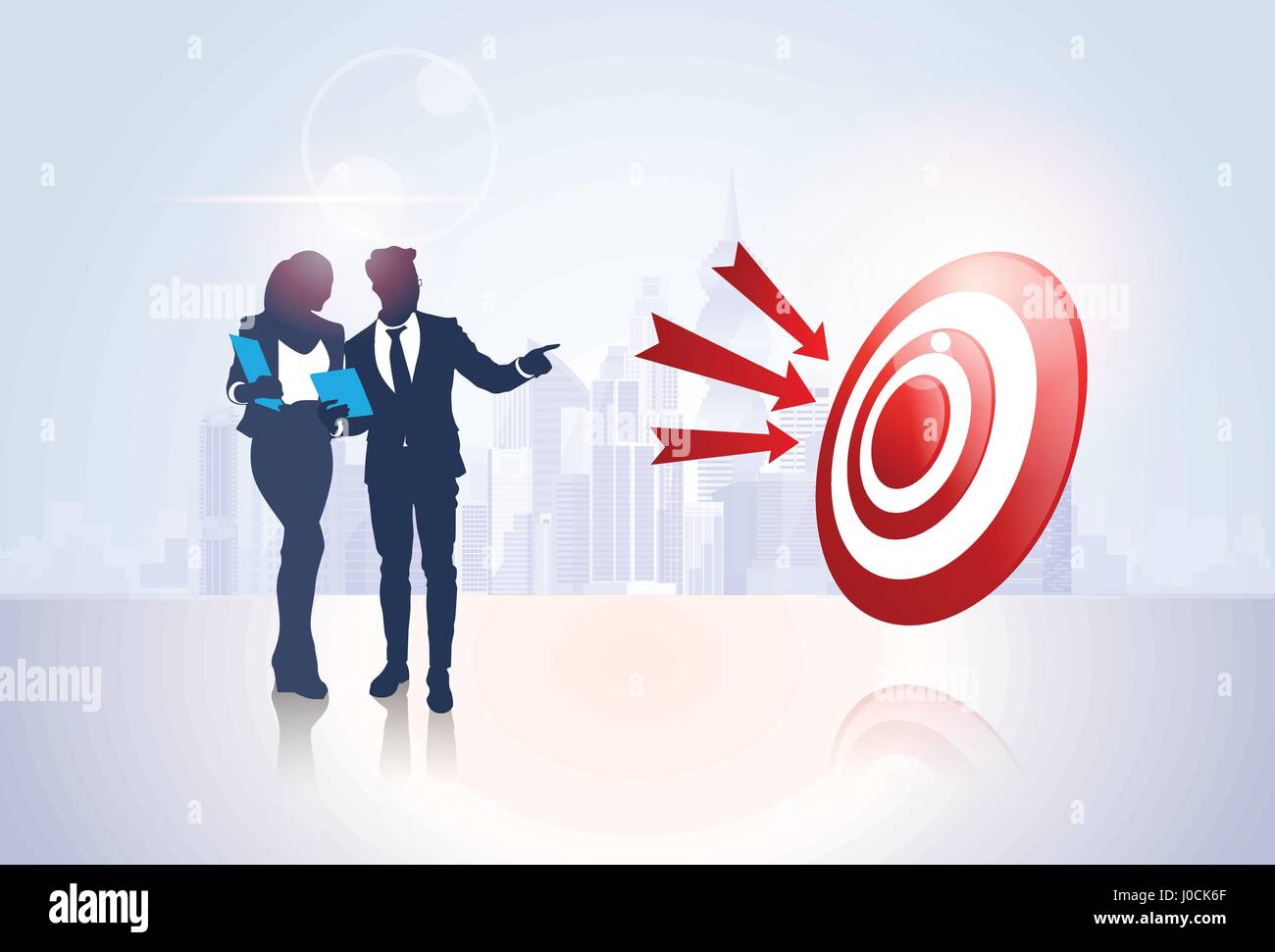 Silhouette Business People Group Target Aim Success Concept Stock ...