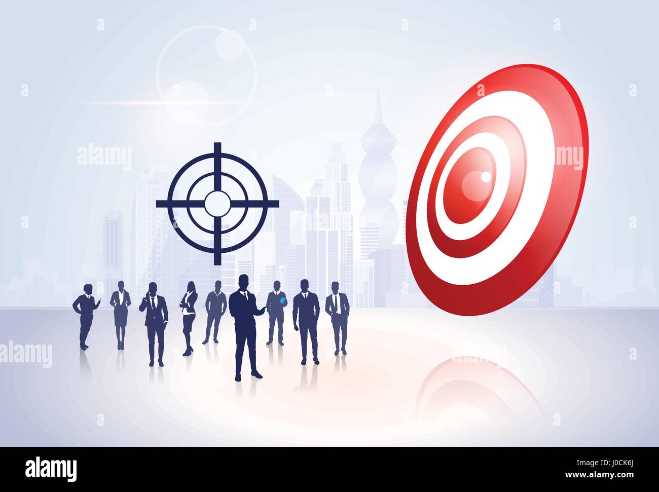 Silhouette Business People Group Target Aim Success Concept Stock ...