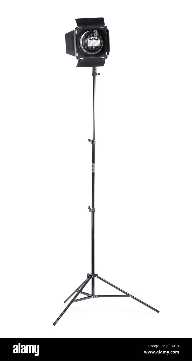 Studio light stand isolated on white Stock Photo - Alamy