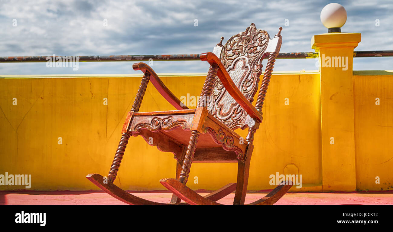 in philippines old dirty terrace whith rocking chair empty Stock Photo ...