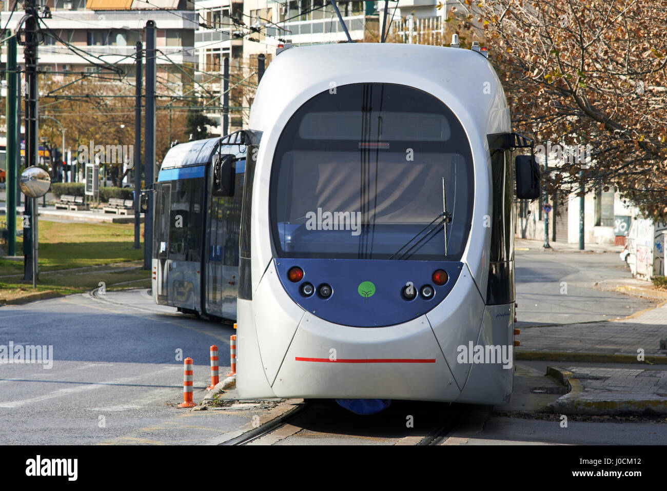 Tram train in Athens Stock Photo - Alamy