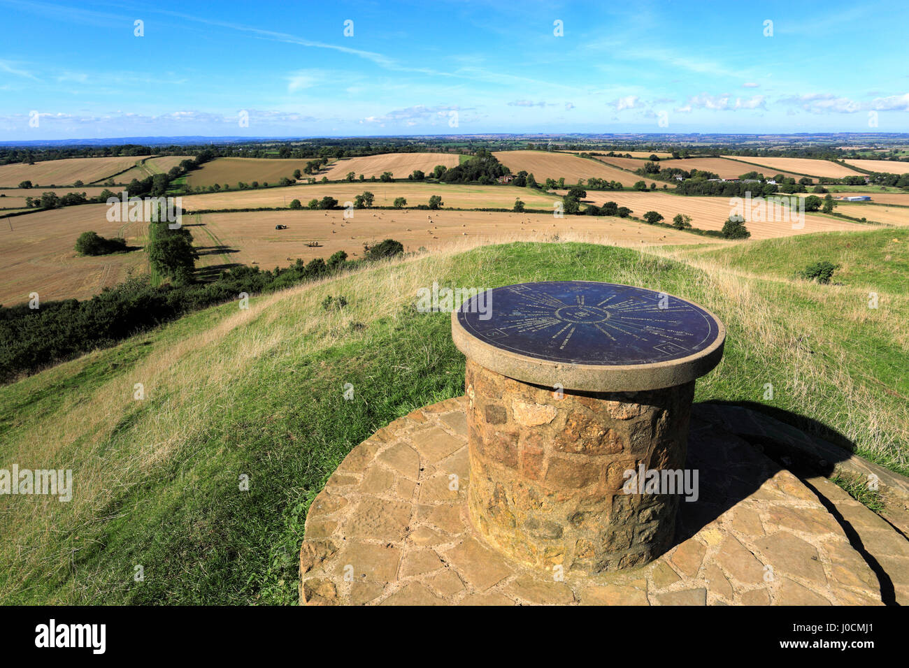 Summer view over Burrough Hill Iron Age Hillfort, near Melton Mowbray ...