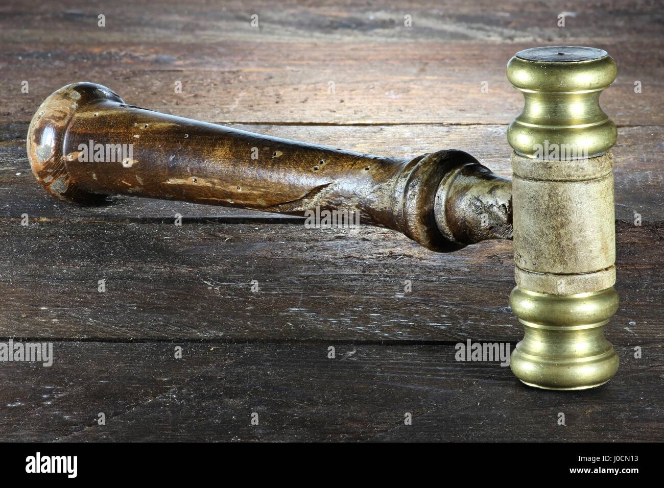 vintage gavel on wooden background Stock Photo - Alamy