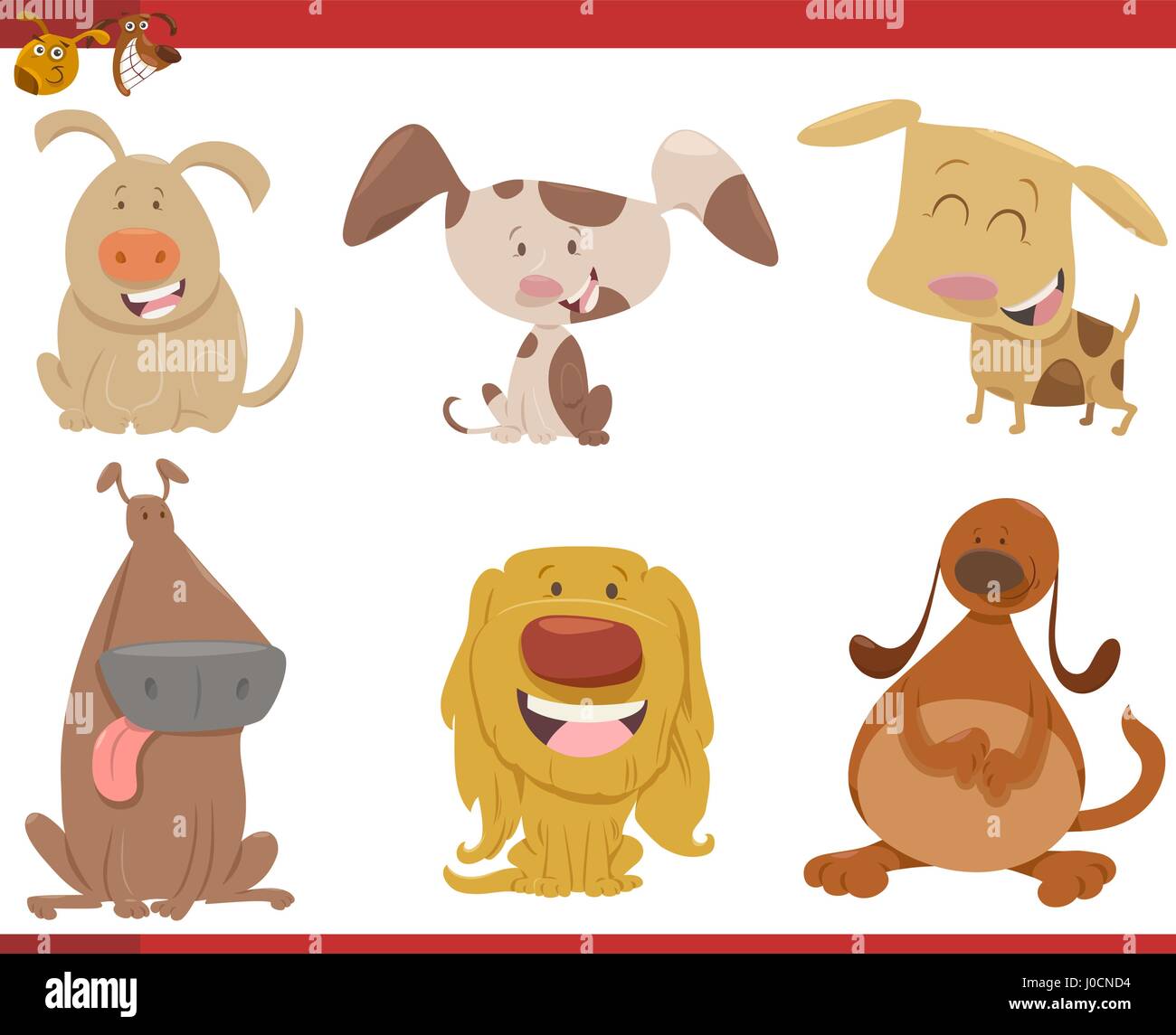 Cartoon Illustration of Cute Dogs or Puppies Animal Set Stock Vector ...