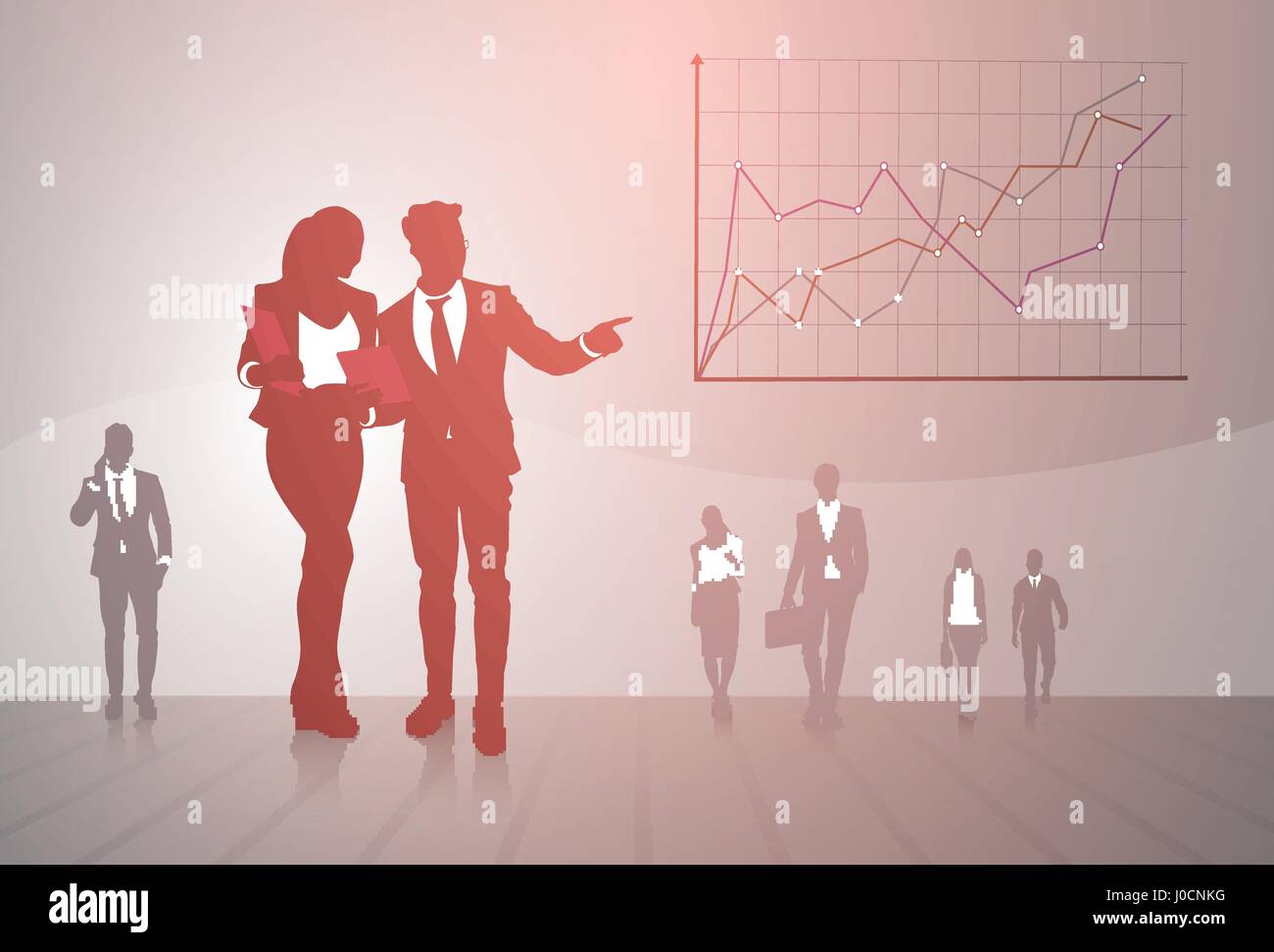 Business People Group Finance Graph Financial Success Concept Flat ...