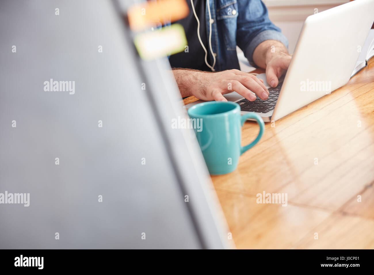 Programmer with laptop computer writing about computer science Stock ...