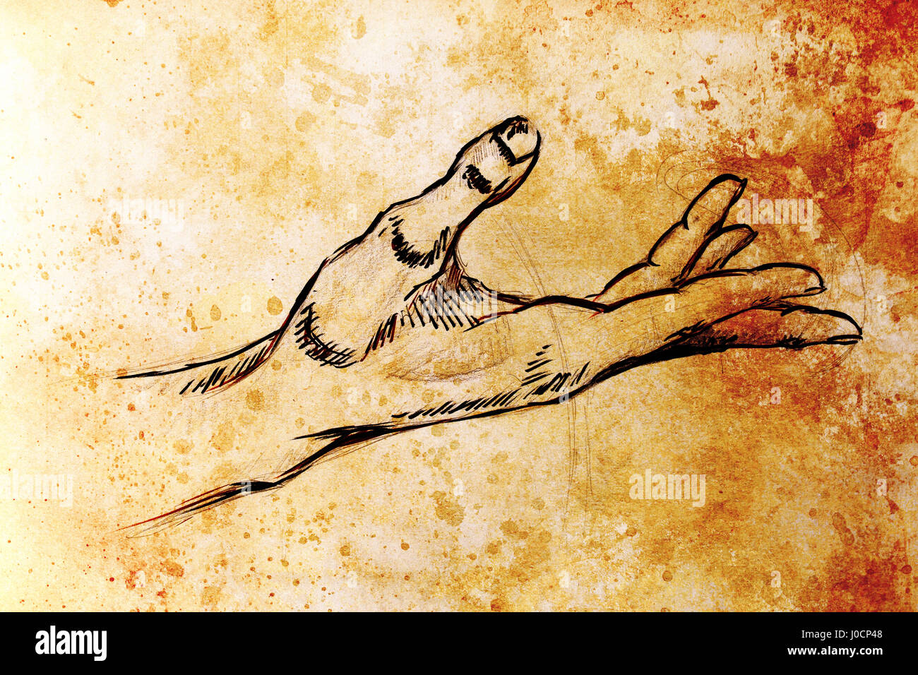 Drawing hand, pencil sketch on paper, sepia and vintage effect Stock ...