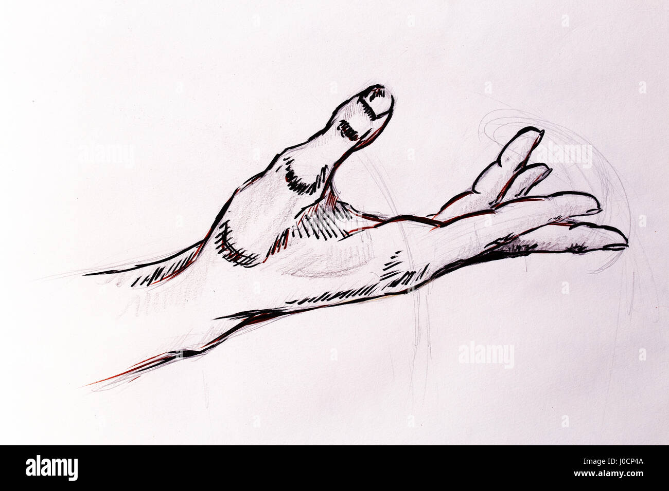 Drawing hand, pencil sketch on old paper Stock Photo - Alamy