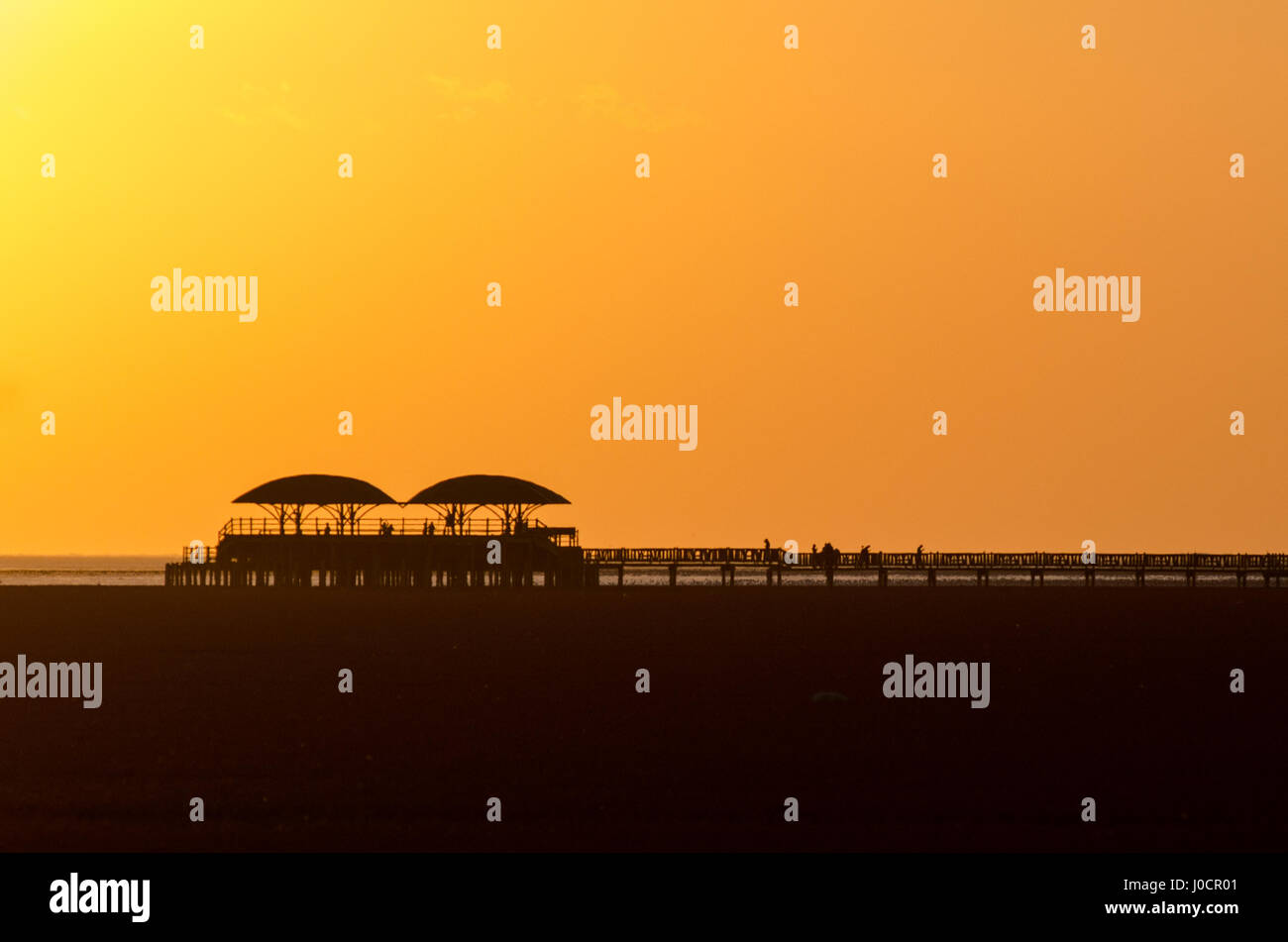 Sunset at the Red Beach, located in the Liaohe Delta some 30km south ...