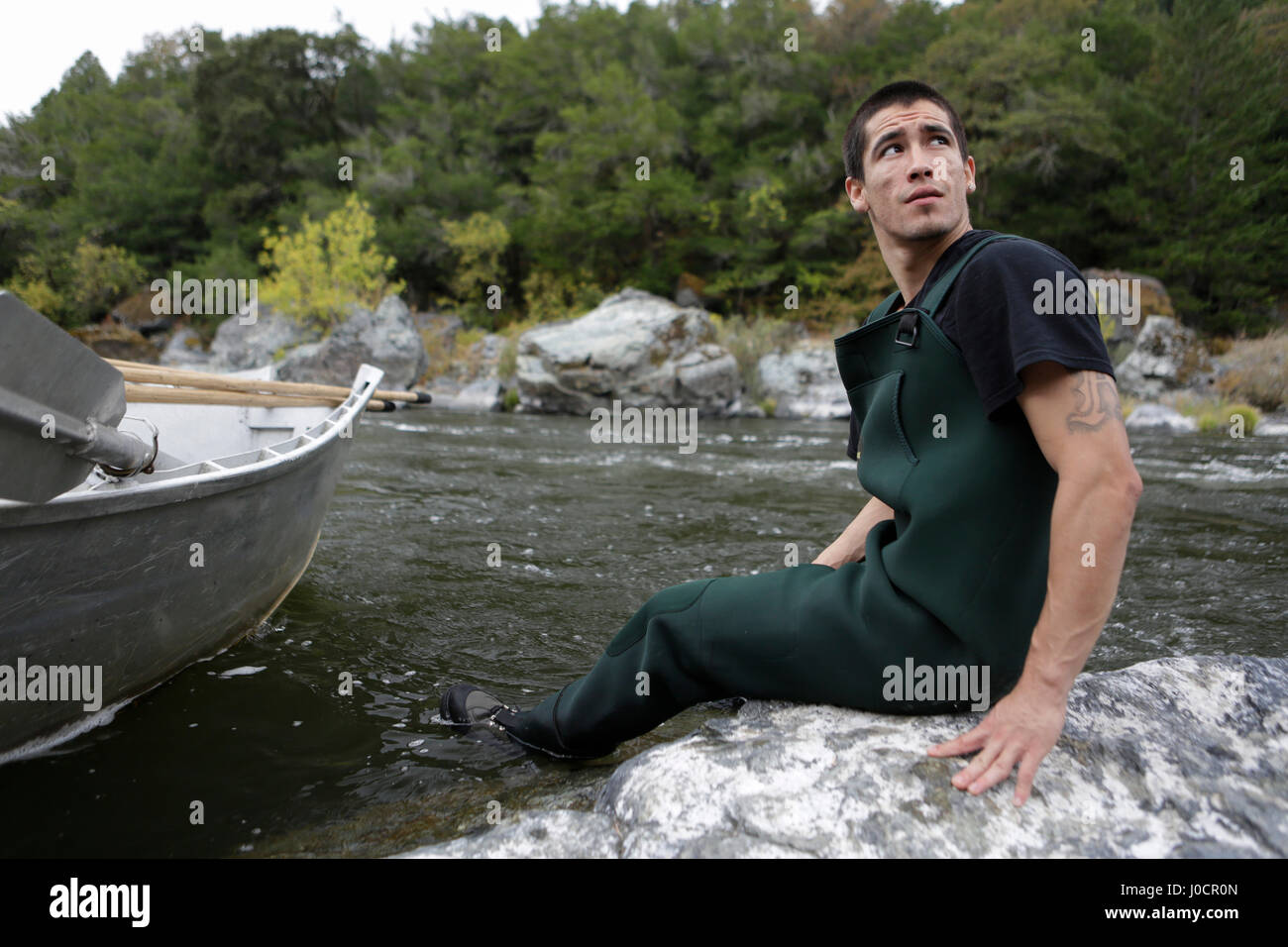 Clayton Tuttle of the Karuk Indian Tribe prepares to fish for king ...