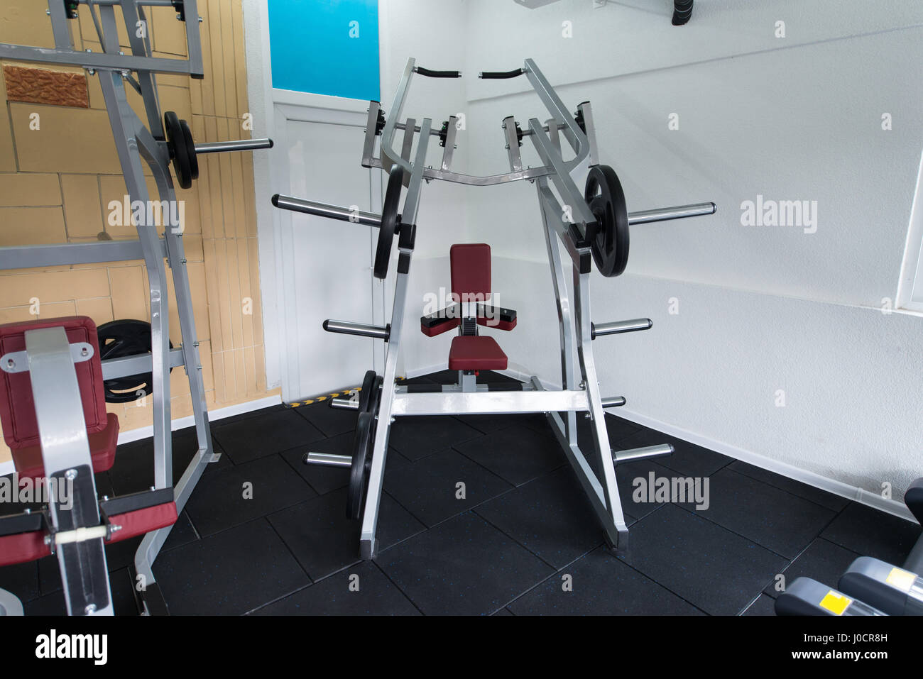 Modern Gym Room Fitness Center With Equipment And Machines Stock Photo ...