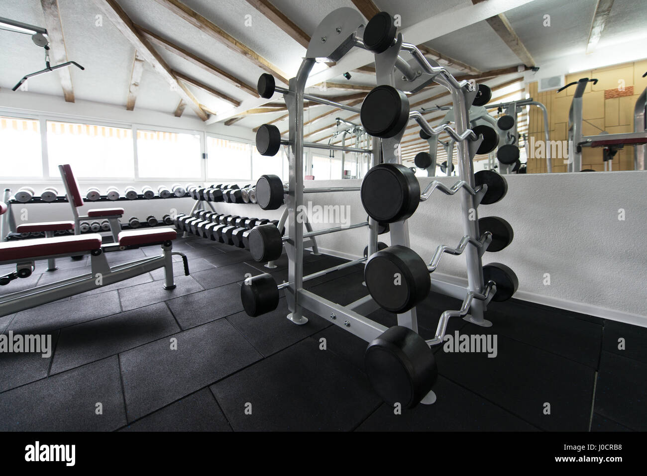 Equipment And Machines At The Modern Gym Room Fitness Center Stock ...