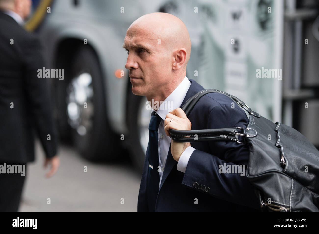 Munich, Germany. 11th Apr, 2017. Real Madrid's co-coach, David Bettoni ...