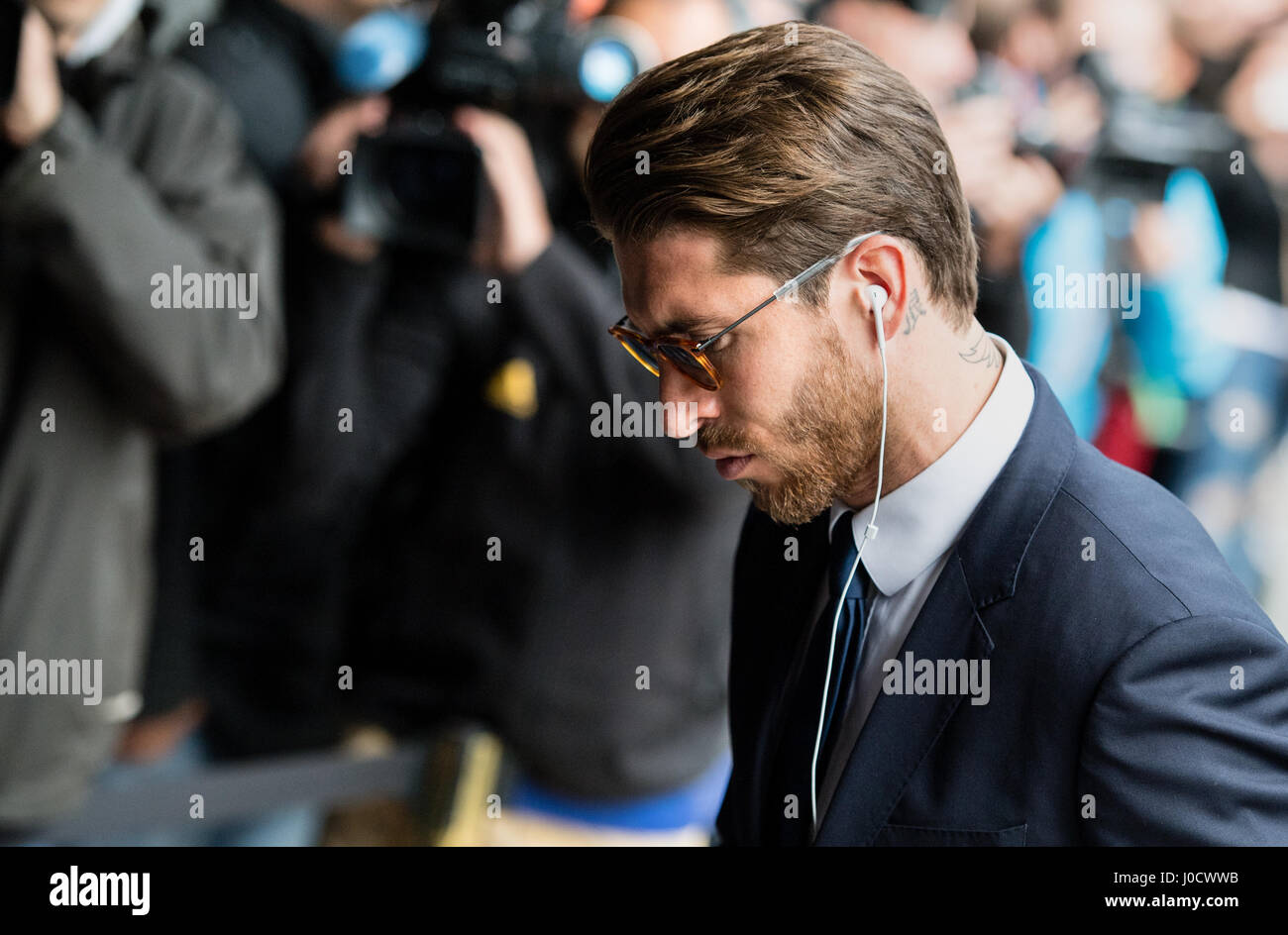 Munich, Germany. 11th Apr, 2017. Real Madrid's captain, Sergio Ramos ...