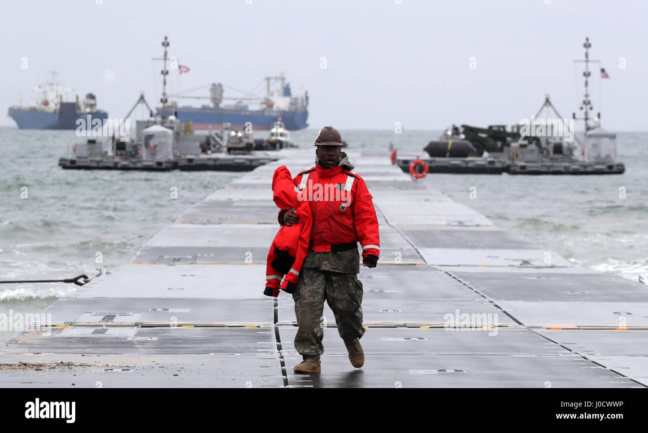 Pohang, South Korea. 11th Apr, 2017. A soldier takes part in the U.S ...