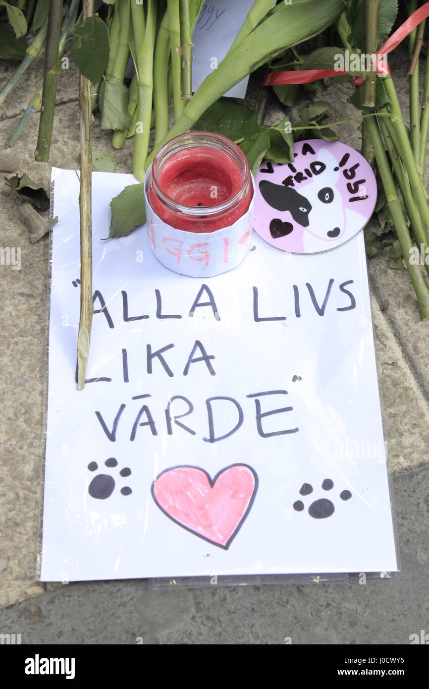 11th April 2017. A pet lover's hand written phrase 'Alla livs lika ...