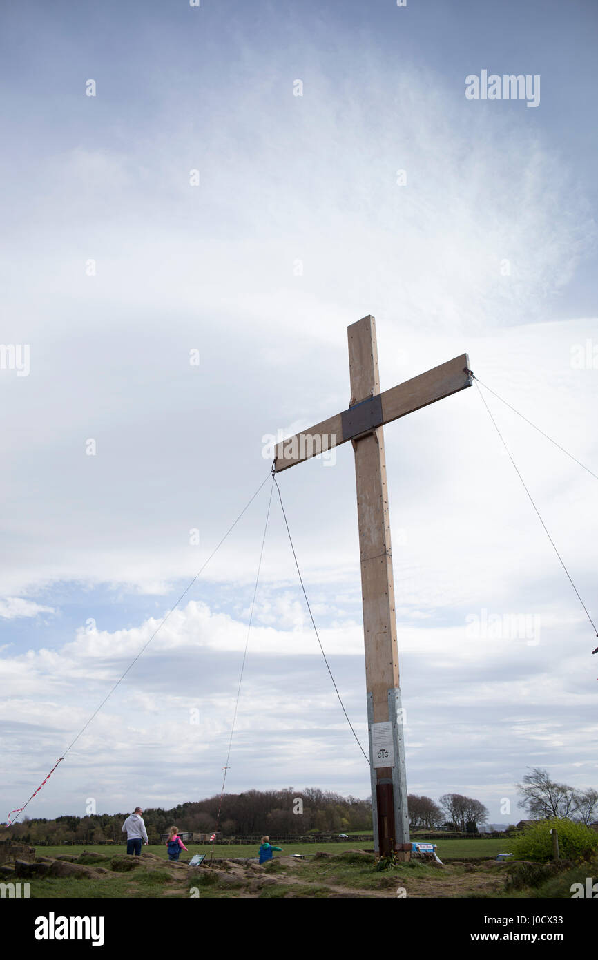 The Easter cross on the Chevin above Otley, England, UK Stock Photo - Alamy