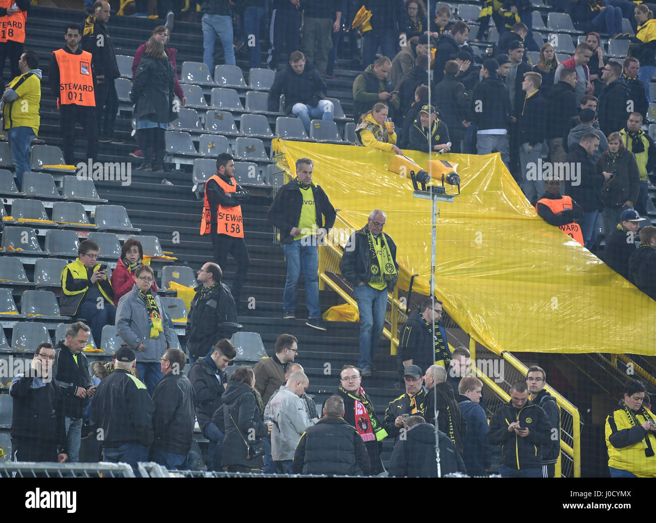 Borussia Dortmund fans in the Signal Iduna Park in Dortmund, Germany ...