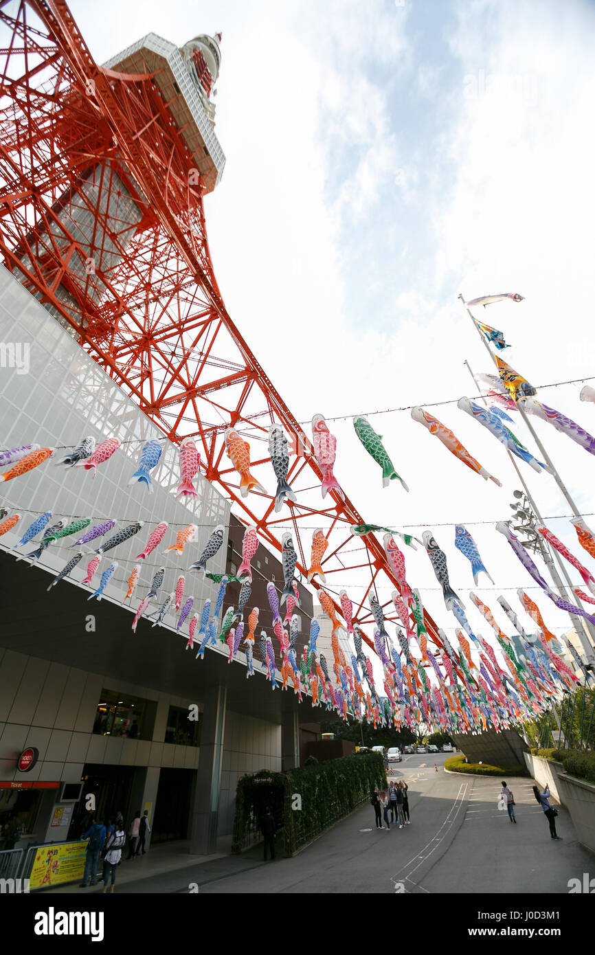 Tokyo, Japan. 12th April, 2017. 333 carp-shaped Koinobori windsocks on ...