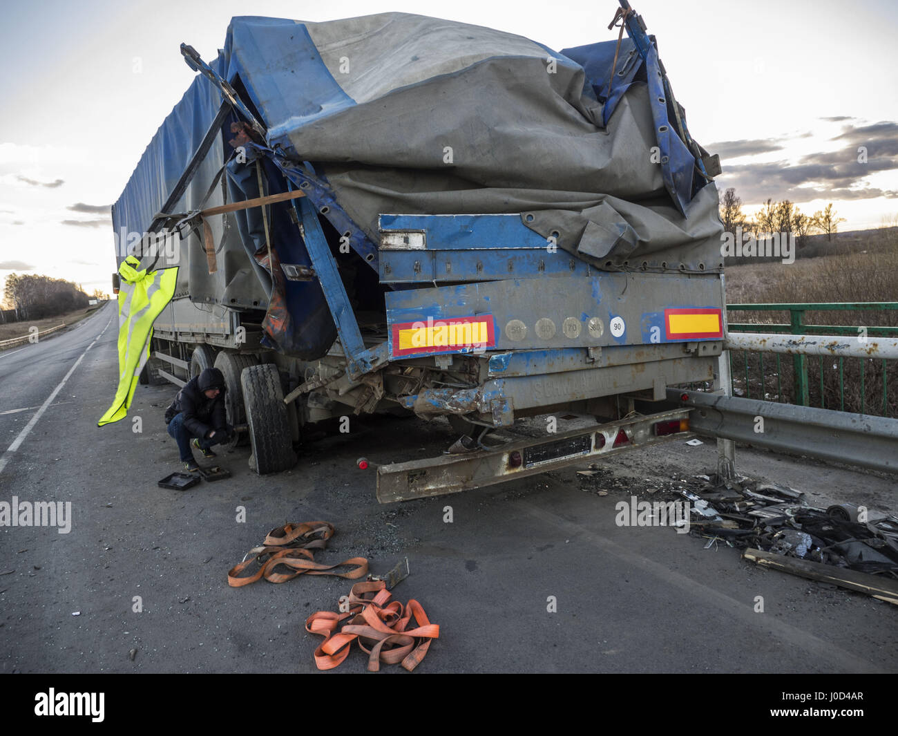 Damaged truck trailer hi-res stock photography and images - Alamy