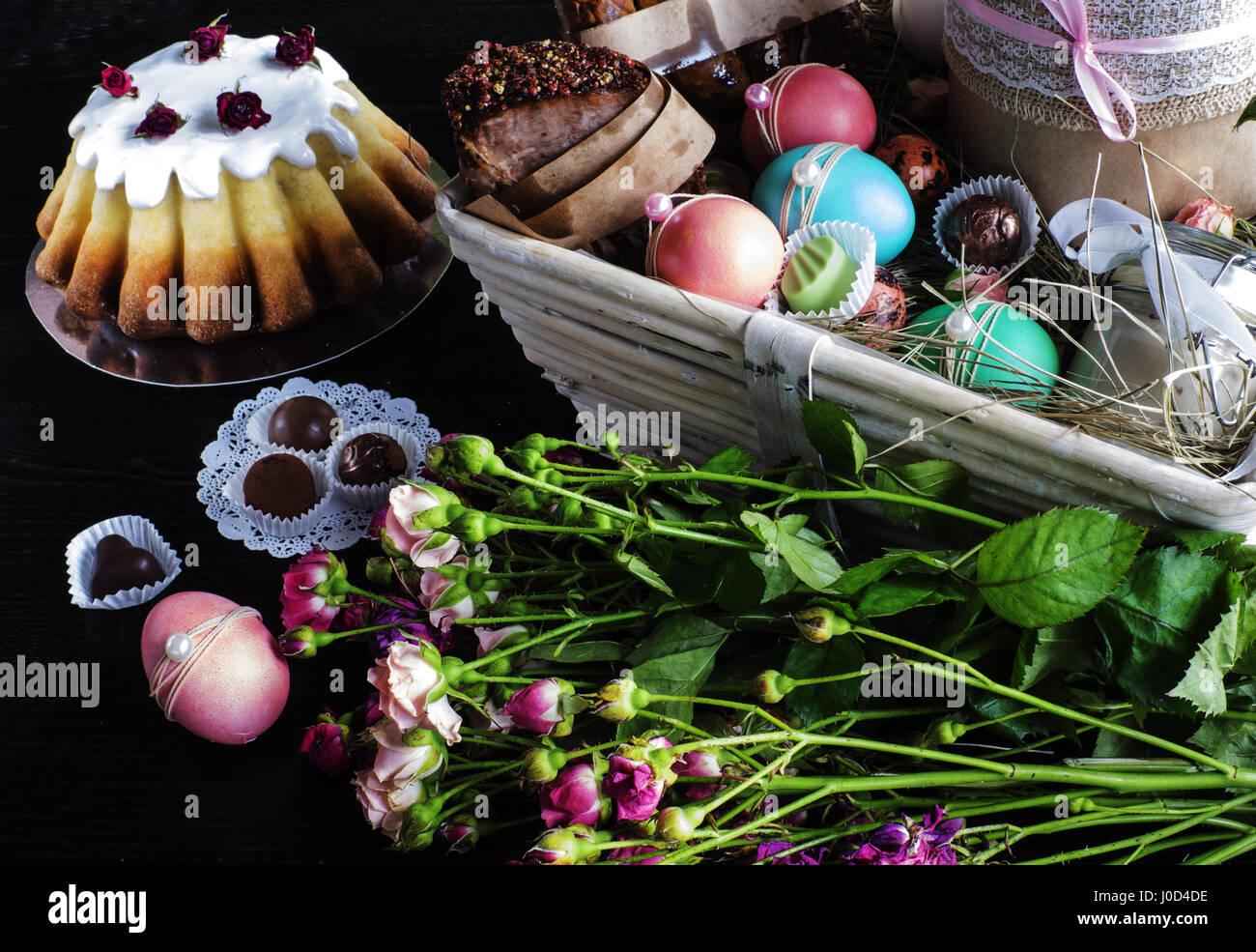April 5, 2017 - Easter basket for ceremony witn different food: Easter ...