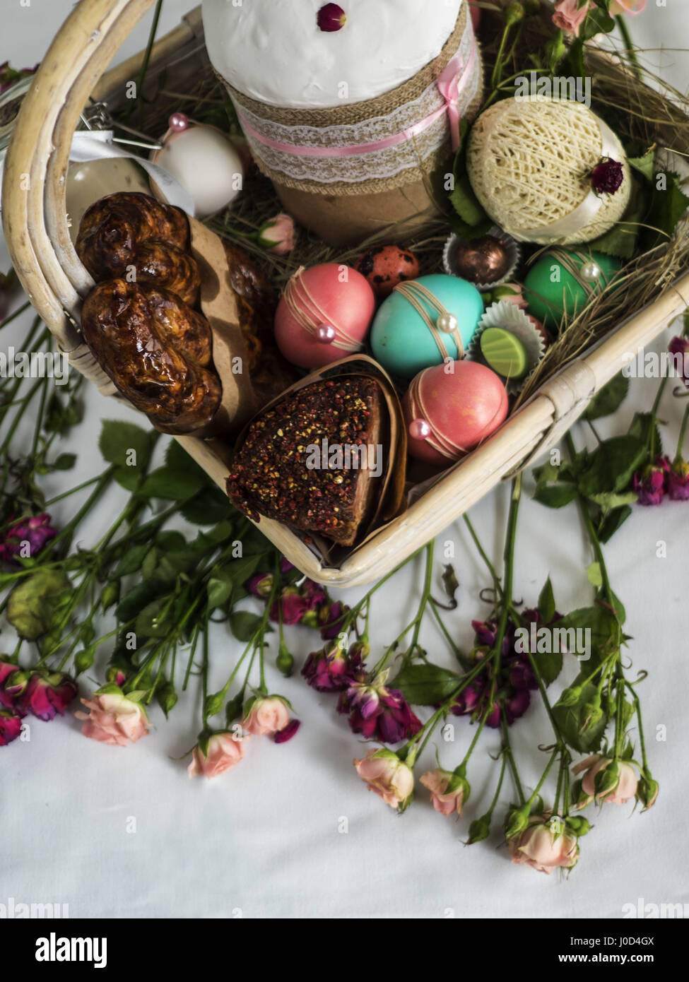 April 5, 2017 - Easter basket for ceremony witn different food: Easter ...