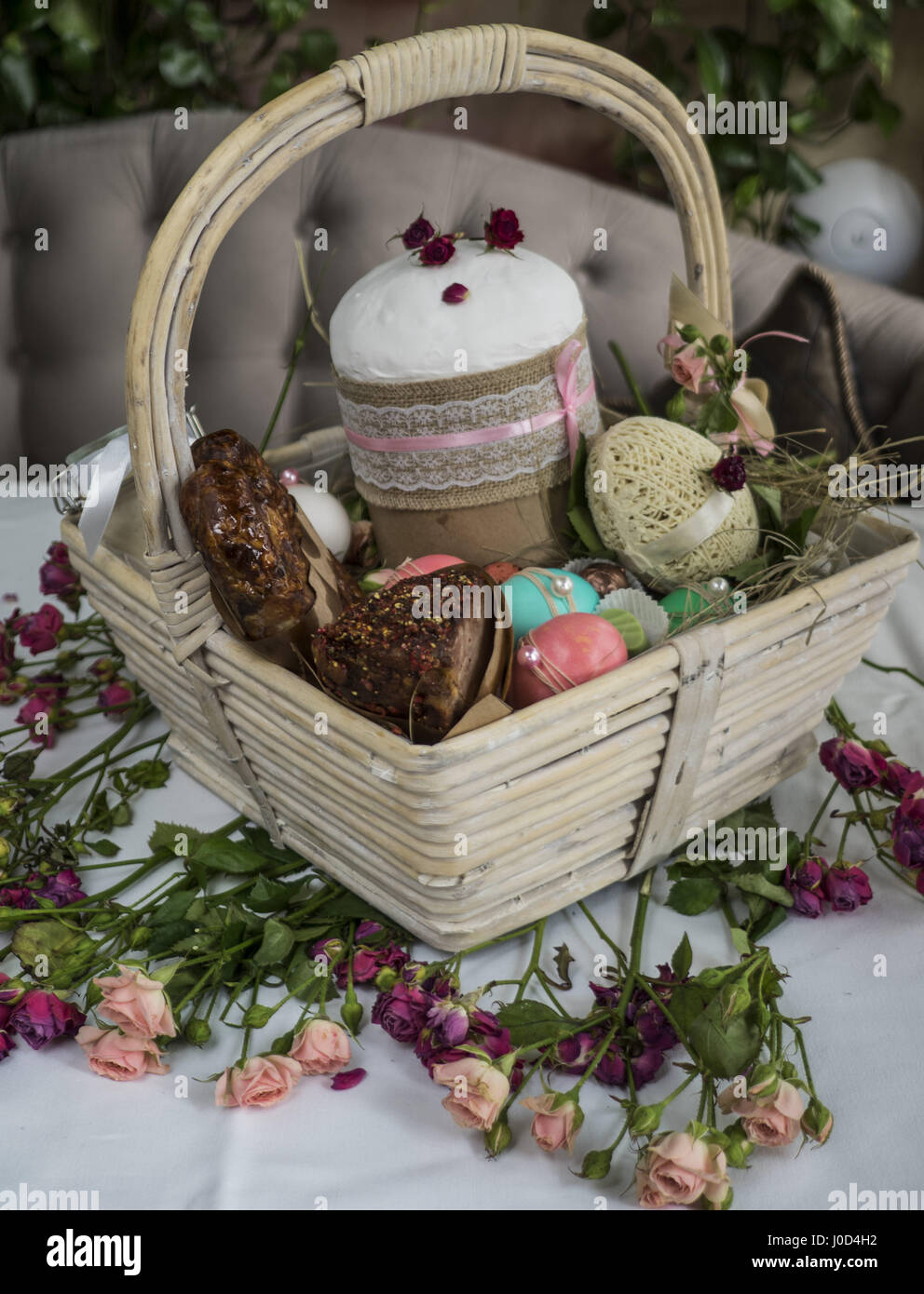 April 5, 2017 - Easter basket for ceremony witn different food: Easter ...