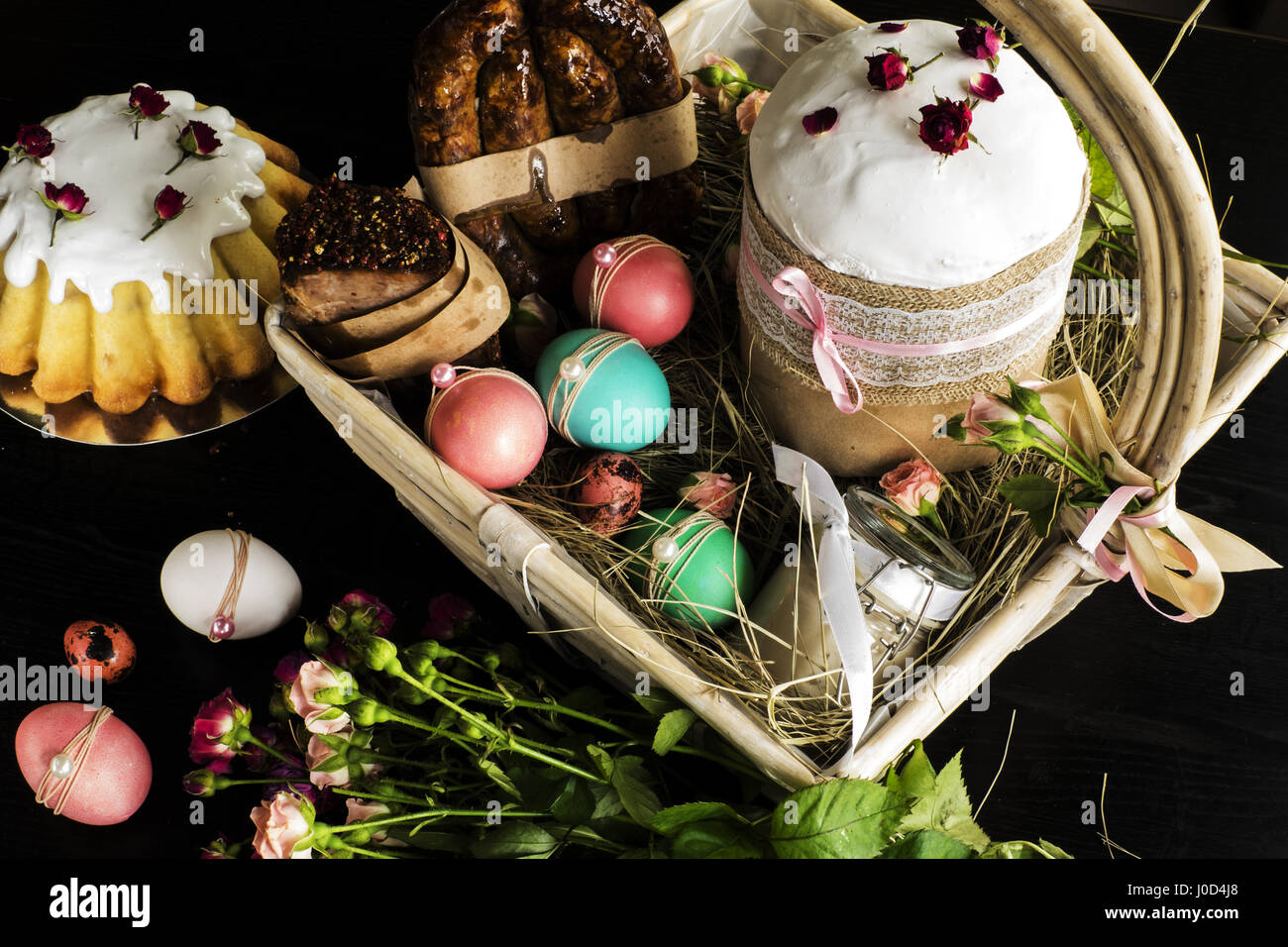 April 5, 2017 - Easter basket for ceremony witn different food: Easter ...