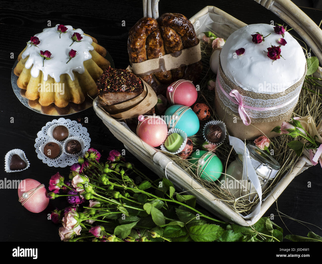 April 5, 2017 - Easter basket for ceremony witn different food: Easter ...