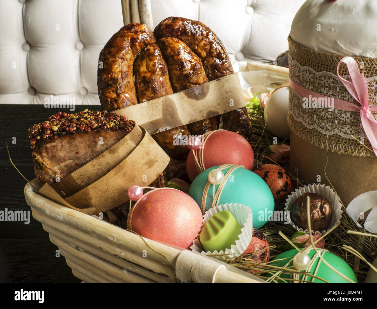April 5, 2017 - Easter basket for ceremony witn different food: Easter ...