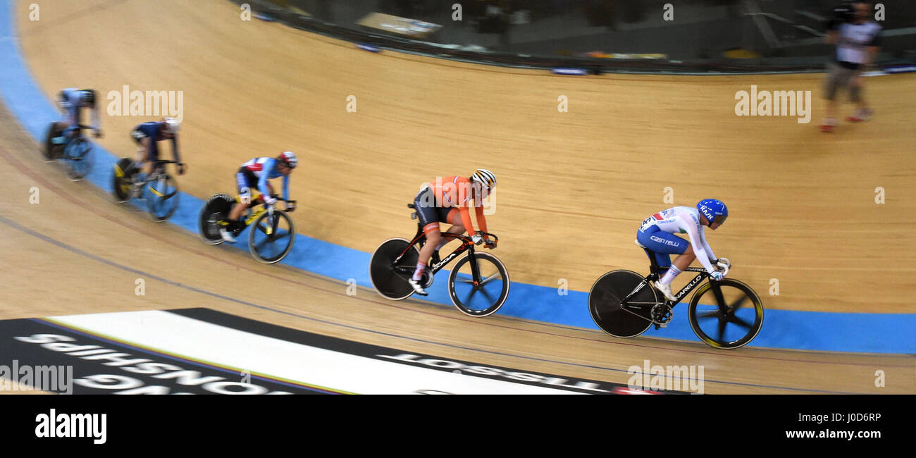 Hong Kong, China. 12th Apr, 2017. Barbieri Rachele (R) of Italy ...