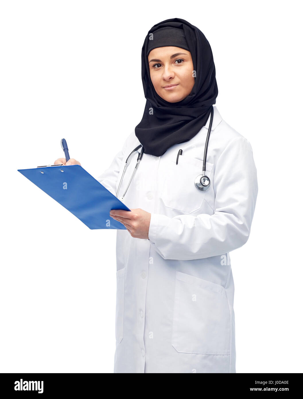 muslim female doctor in hijab with clipboard Stock Photo - Alamy