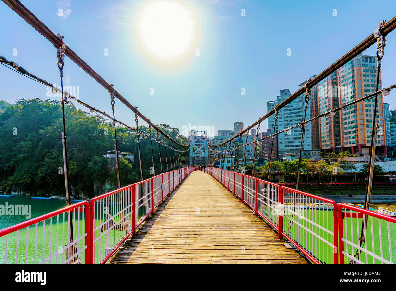 Suspension bridge with sunset in Bitan Taipei Stock Photo - Alamy