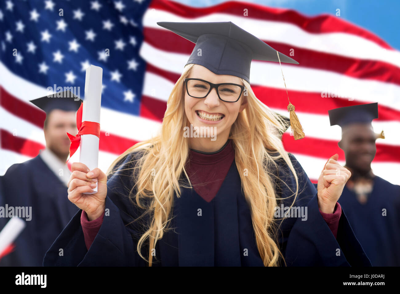 happy student with diploma celebrating graduation Stock Photo - Alamy