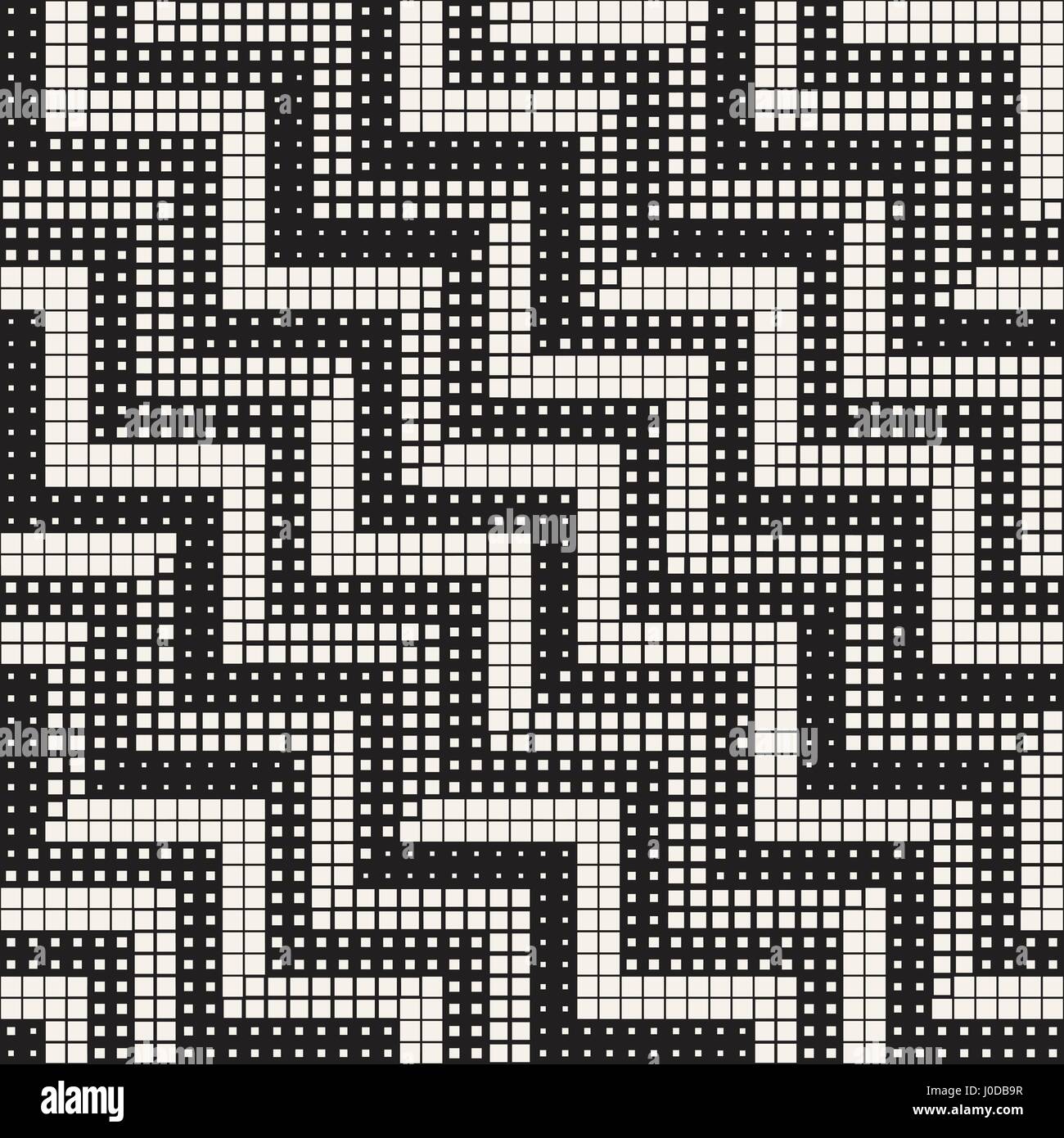 Seamless Irregular Geometric Pattern. Abstract Black and White Halftone ...