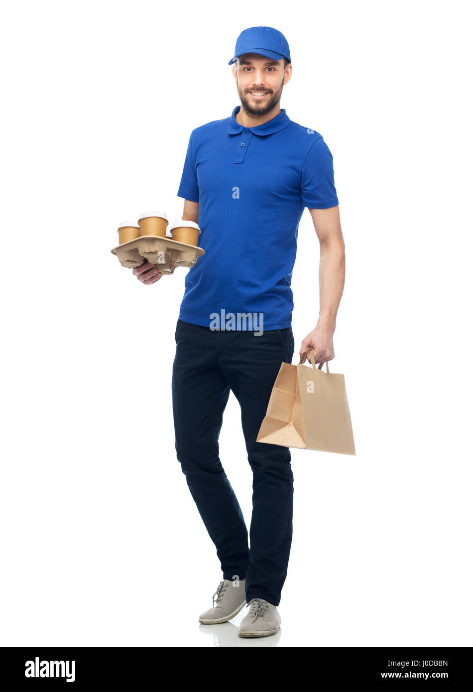 Smiling man courier food delivery hi-res stock photography and images ...