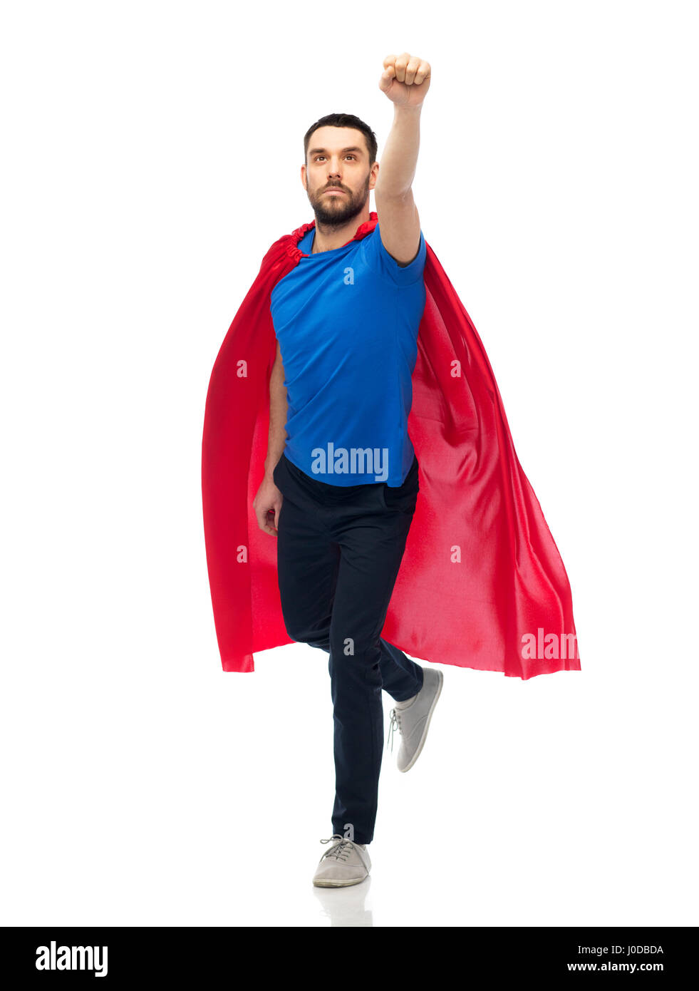 man in red superhero cape Stock Photo - Alamy