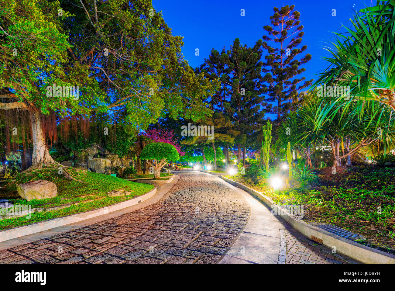 Peace Memorial park walking path and nature at night Stock Photo - Alamy