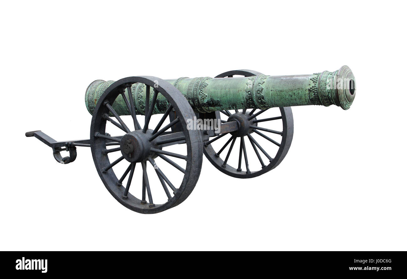 Ancient decorative cast iron Cannon isolated white background Stock ...